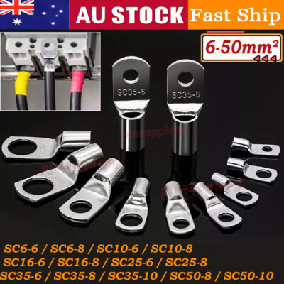 240/50PCS Copper Battery Crimp Wire Lugs Cable Ends Ring Terminals ...