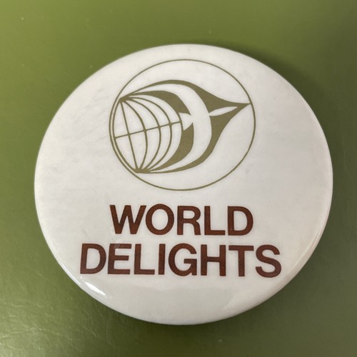 Vintage World Delights Retro Pinback Button NC Slater NYC Maker | eBay