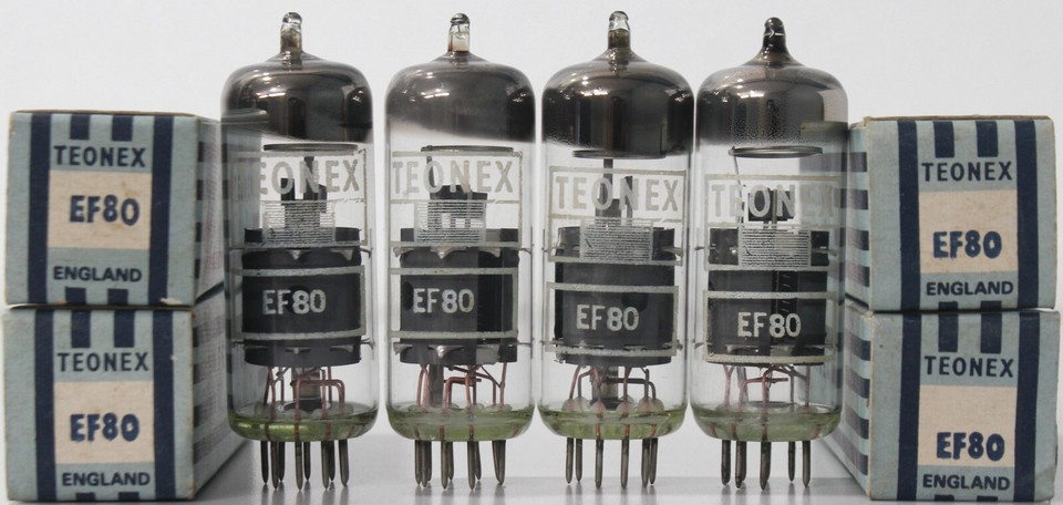 EF80 TEONEX NIB Top "O" getter Chrome Dome Made in England 4 PCS | eBay
