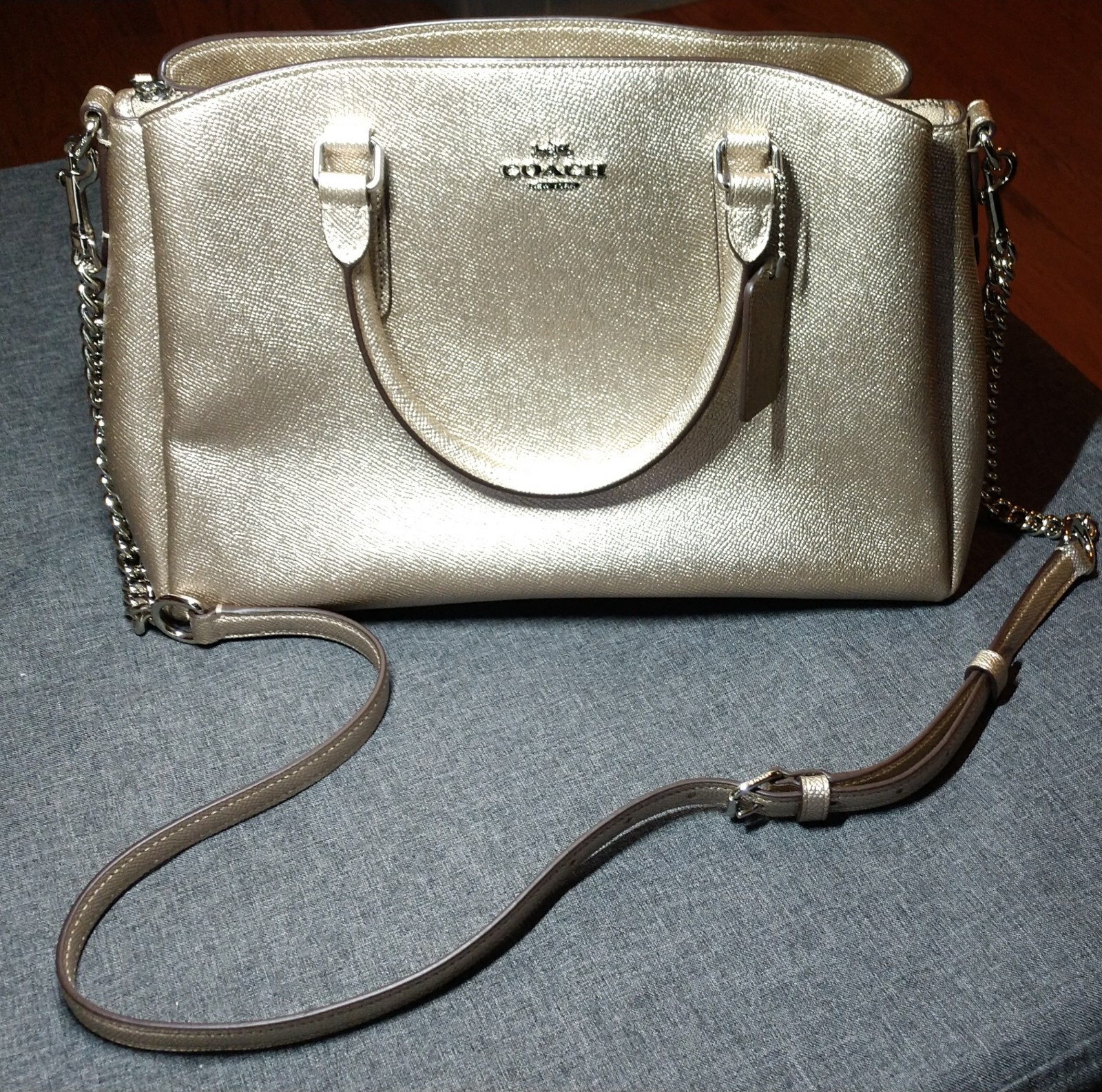 COACH Crossbody Shoulder Handbag Pebble Leather F32165 SV/PLATINUM SAGE ...