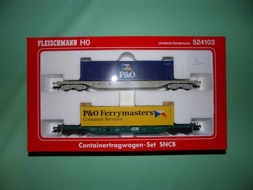 FLEISCHMANN coffret 2 wagons porte conteneurs P&O SNCB 524103 NEUF | eBay