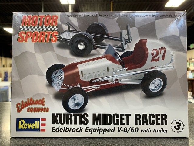 Revell Kurtis Midget Racer Edelbrock W/ Trailer Model Car Kit 1 25 for ...