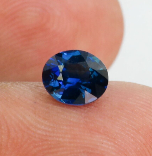 1.10ct Certified Natural Blue Sapphire OV 7x6mm Sweet Blue Color 100% ...