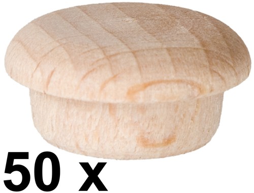 50 x Abdeckkappe Kappe aus Buchenholz unlackiert Stift 14,5/15,3 mm ...