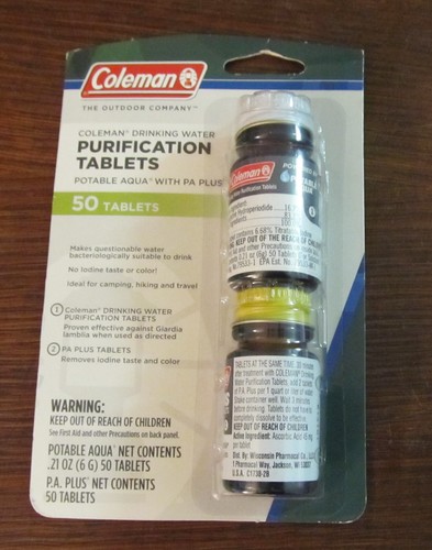 Coleman Drinking Water Purification Tablets Potable Aqua with PA Plus ...