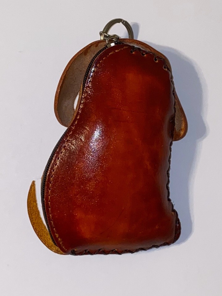 Genuine Leather Cute Dog Animal Coin Purse Keychain Wallet Cardholder ...