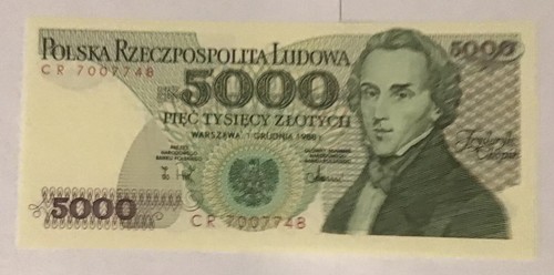 Polska Rzeczpospolita Ludowa 5000 Note 1988 | eBay