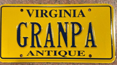 Exp Virginia Personalized Vanity License Plate Va DMV Granpa Antique ...