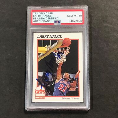 1991-92 NBA Hoops #39 Larry Nance Signed Card AUTO 10 PSA Slabbed ...