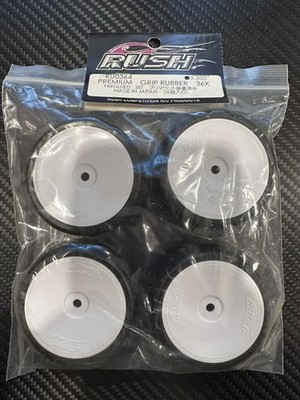 RUSH RC RU0364 Premium GRIP Rubber Tire Set 36X Pre-Glued Made in Japan ...