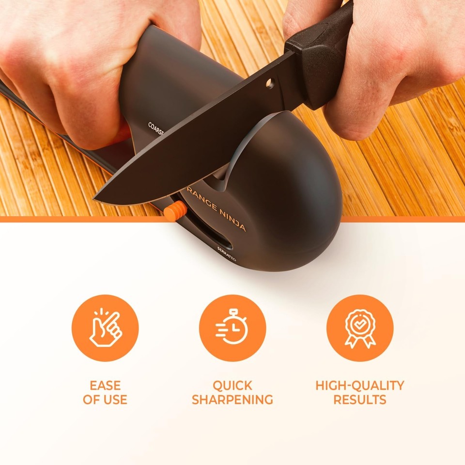 Orange Ninja 4-Stage Knife Sharpener -Kitchen & Serrated Knife ...