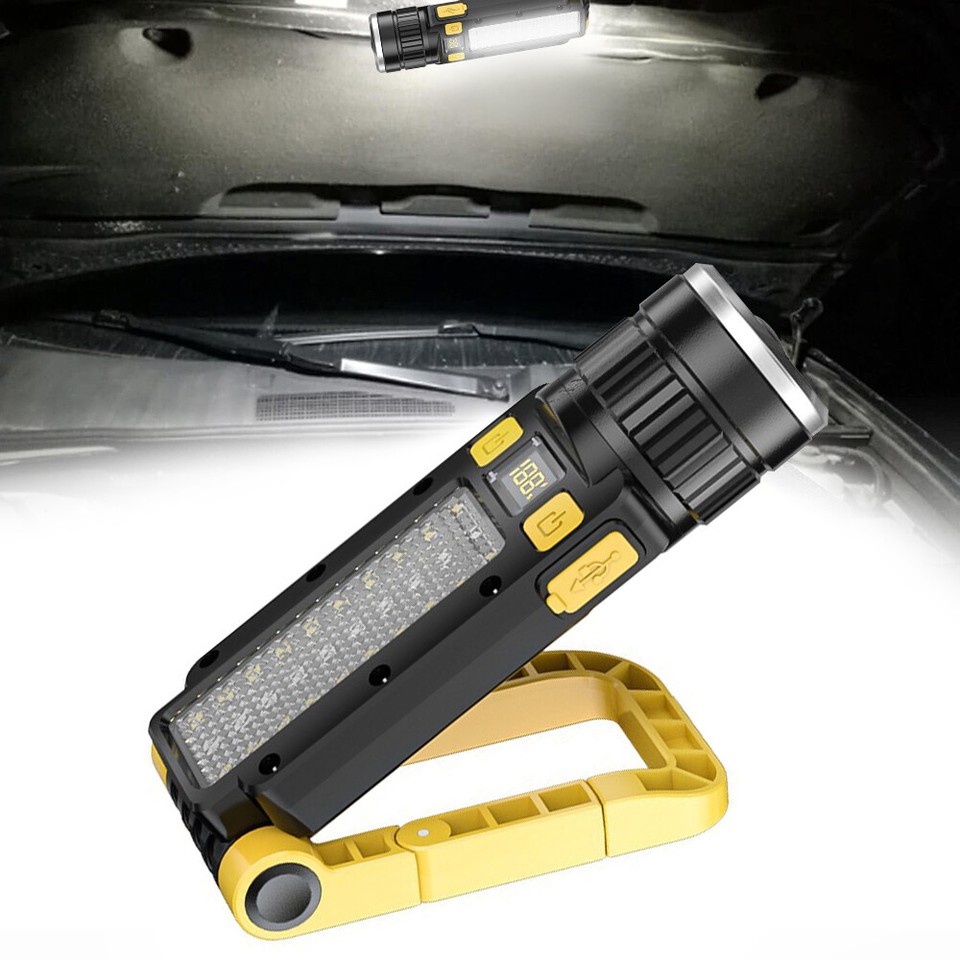 Magnetic Rechargeable LED COB Work Light Mechanic Flashlight Torch Lamp ...