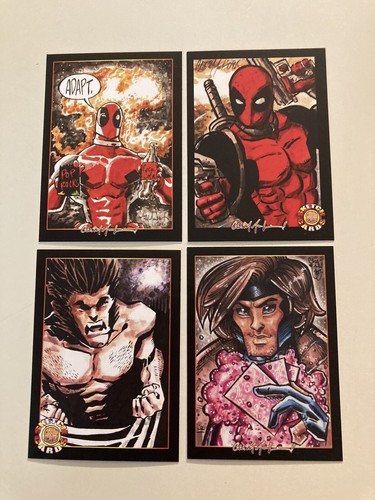Deadpool Wolverine Gambit X-Men Marvel 4 Sketch Card Print Set Chris ...