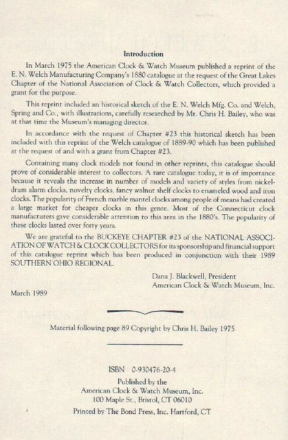 E. N. Welch Mfg. Co. Clocks, 1889-1890 (1989, Trade Paperback) for sale ...