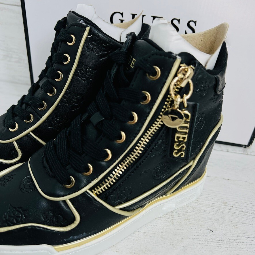 Guess Fiora Wedge Platform 5.5 M High Top Shoes Sneakers Lace Zip Up ...
