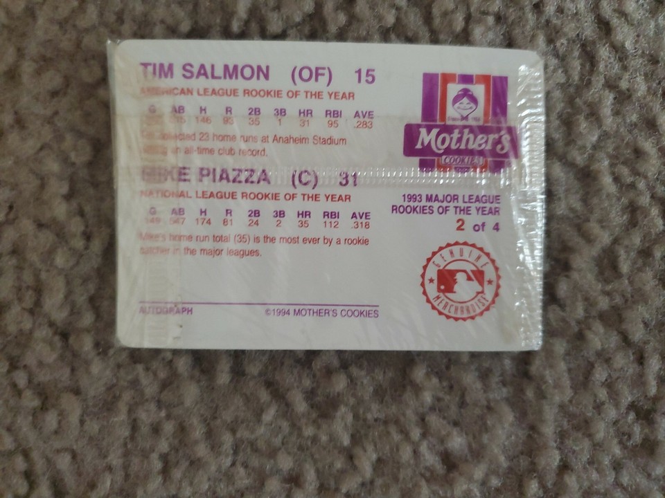 Tim Salmon and Mike Piazza 1994 Mothers Cookies #2 | eBay