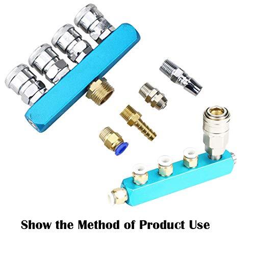 1/4" 2 Way 5 Port Aluminum Air Hose Inline Manifold Block Splitter ...