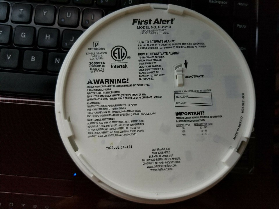 First Alert Electric Smoke and Carbon Monoxide Detector (PC1210 ...