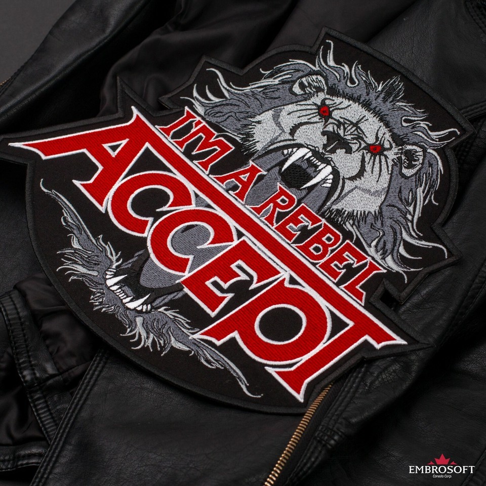 ACCEPT Patch "I'm a Rebel" / Rock Band / Embroidered Iron On (11.8"x9.8 ...