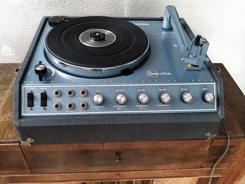 VINTAGE CALIFONE 1865A TURNTABLE PA w/ SPEAKER variable speed record ...
