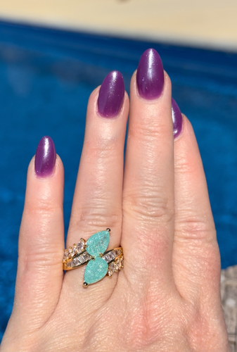 2025 Original - Ring Bomb Party - Size 7 - Blue Topaz - Gold - Vine ...