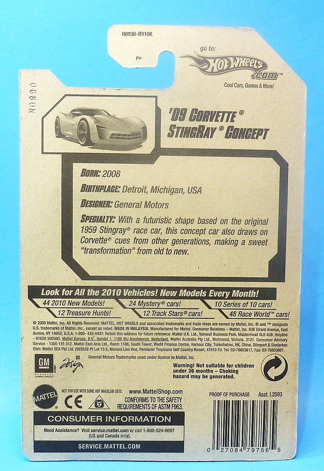 HOT WHEELS 2010 NEW MODELS POWDER BLUE 2009 CORVETTE STINGRAY CONCEPT 1 ...