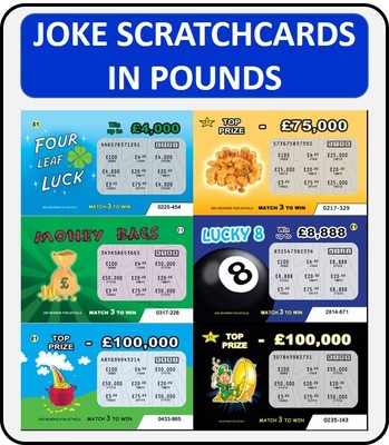 50 Joke Prank Lottery scratch cards scratchcard fake APRIL FOOLS JOKE ...