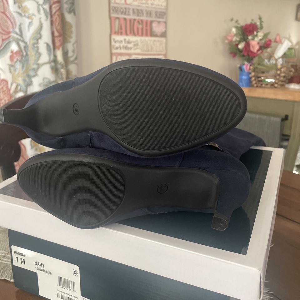 *NEW*Karen Scott Navy Blue Suede w.Gun Medal Buckle Boots 2.5inchHeel ...