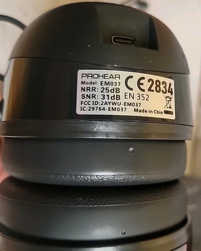 Prohear EM037 BT Hearing Protector Headphones Bluetooth 25NRR Noise ...