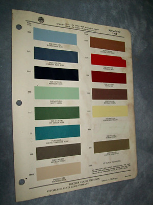 1958 Plymouth car color Paint Chips set - Ditzler | eBay