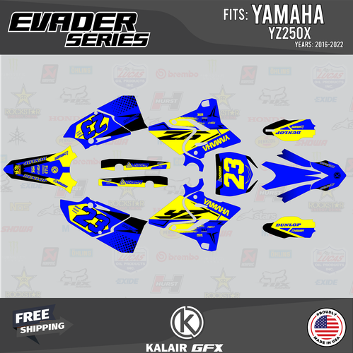 Graphics Kit for Yamaha YZ250X (2016-2022) Evader-Yellow | eBay