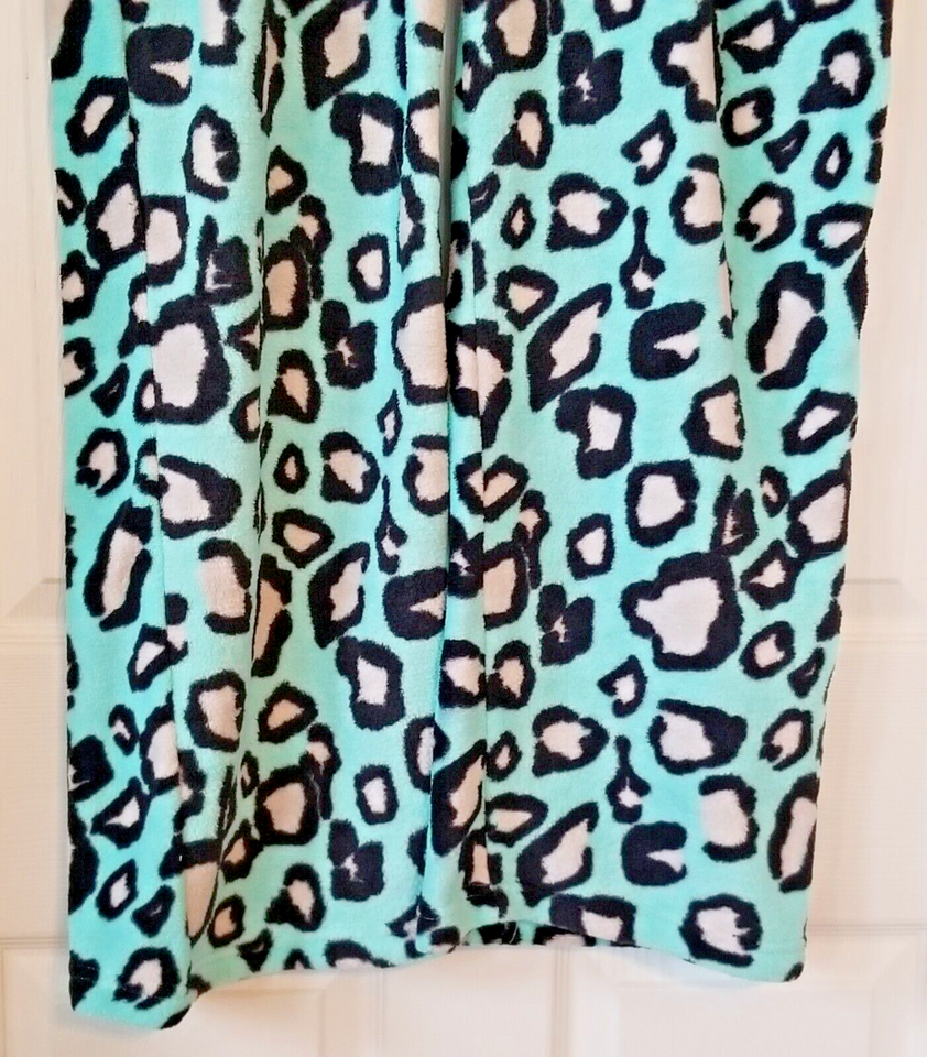 EYE CANDY Teal Leopard Print Soft Plush Fleece Pajama Pants Women's ...