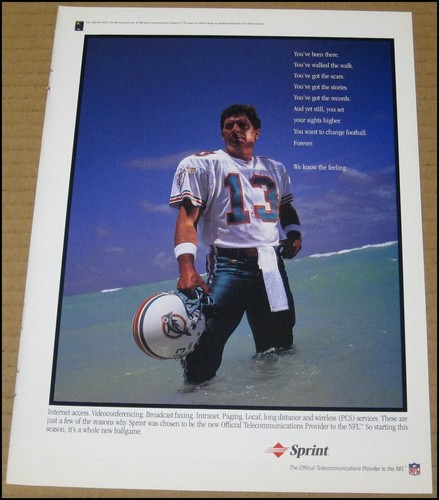 1996 Dan Marino Sprint Telecomm Print Ad Advertisement Miami Dolphins ...