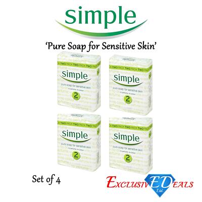 Simple Pure Soap Bar Face & Body Soap For Sensitive Skin Twin Pack 8 x ...