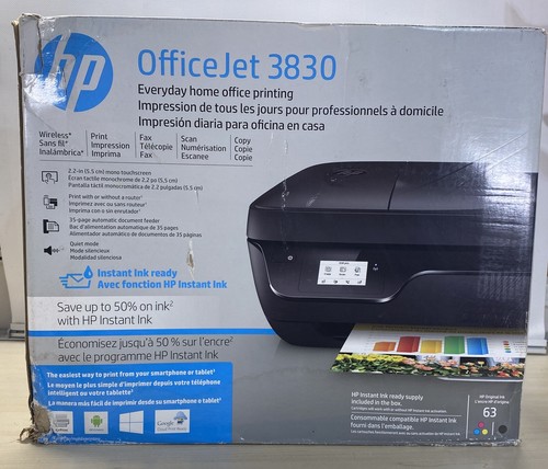 HP OfficeJet 3830 All-in-One Inkjet Printer NEW OPEN BOX SEALED PRINTER ...