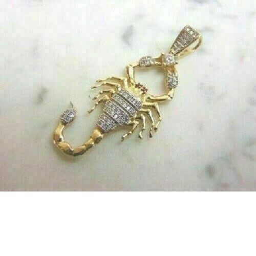 0.70 Ct Round Cut Lab-Created Diamond Scorpion Pendant 14k Yellow Gold ...