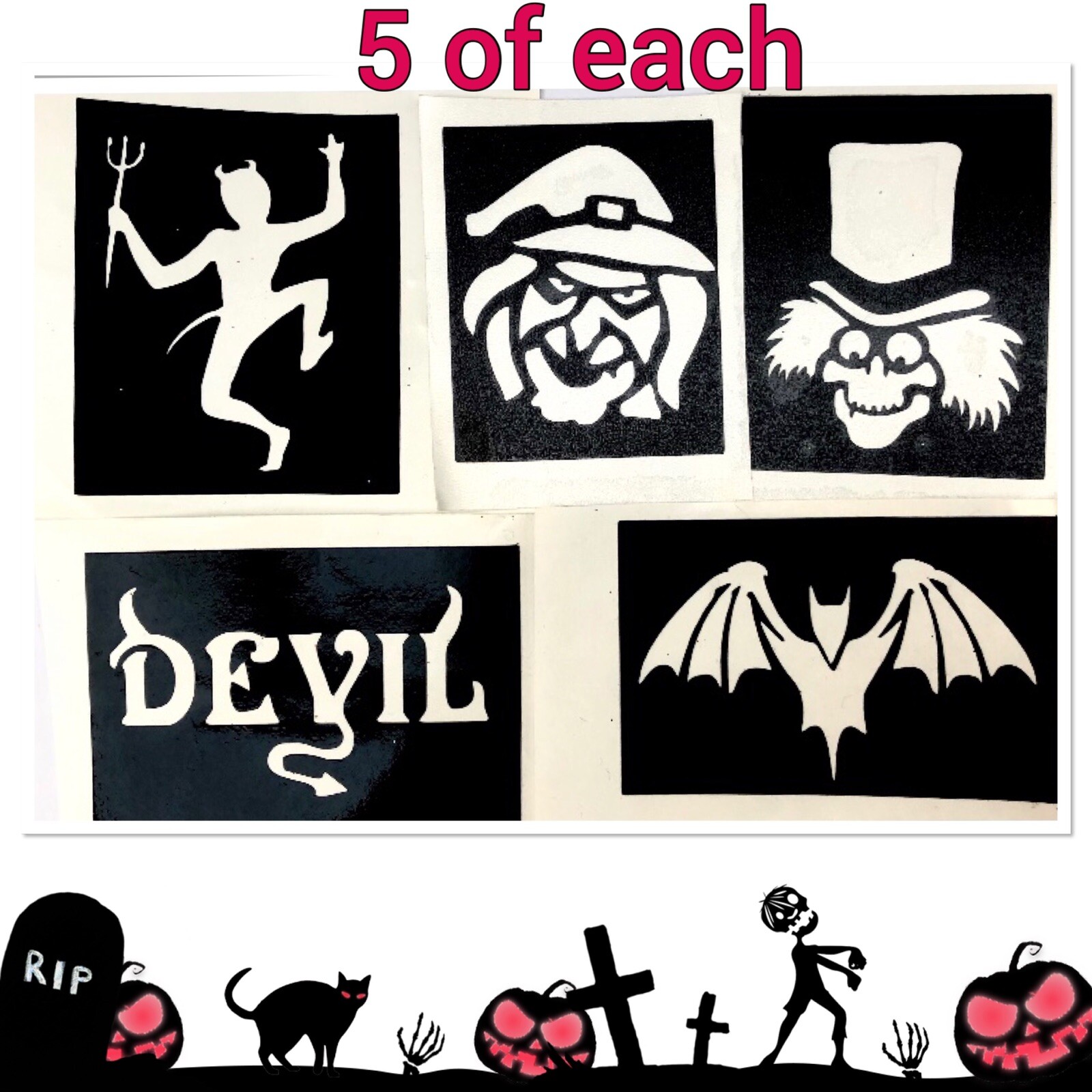 Halloween Stencils X 25 DEVIL For glitter tattoos Top Up Ur Glitter ...