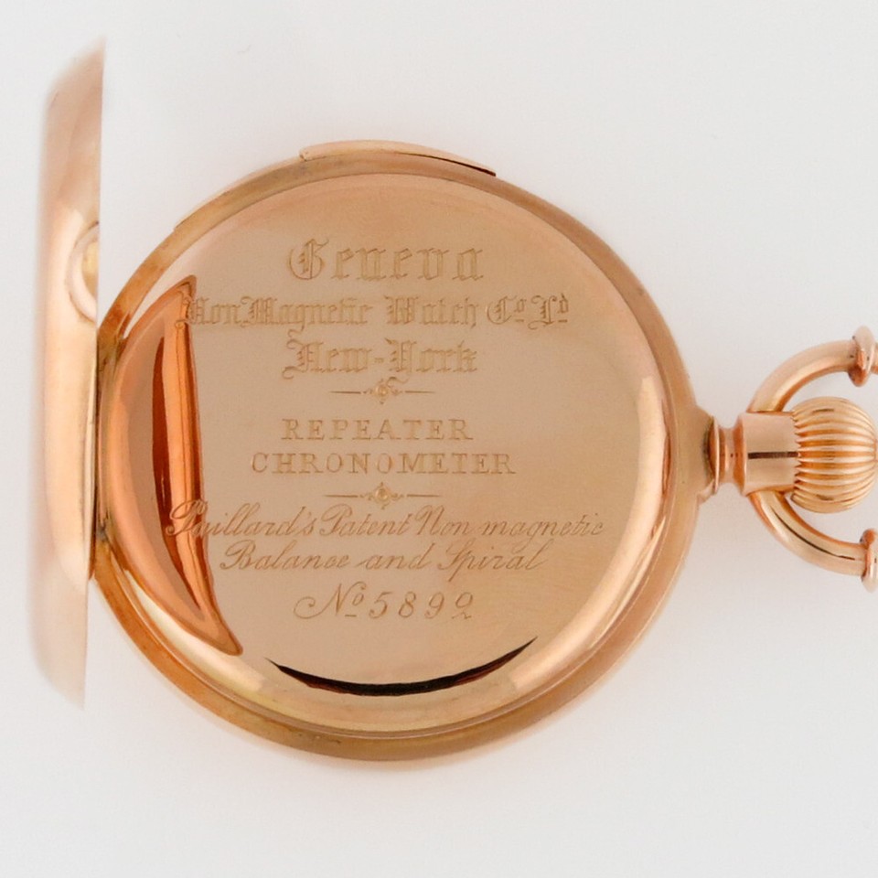 Non Magnetic Watch Co 18K Gold OF Chronometer Quarter Repeater Pocket ...