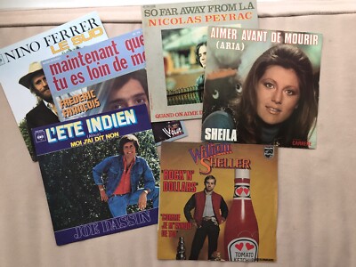 French Vinyl Records Lot Of Six 45 RPM, Mint Condition, Various Artists ...