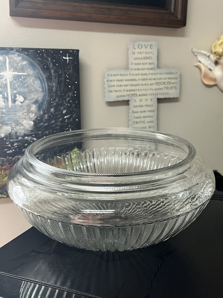 Glass Ceiling Light Cover Dome Diffuser 9.75x5” Grooved 7.75” Fitter | eBay