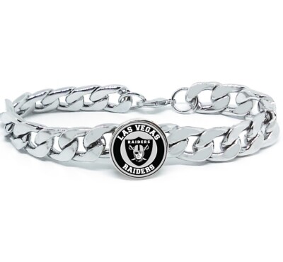 New Las Vegas Raiders Silver Mens Curb Link Chain Bracelet D4 | eBay