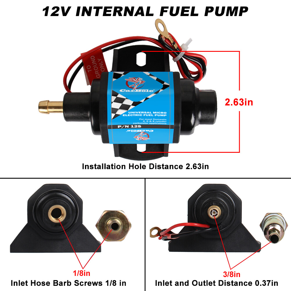 12V Universal Micro Electric Gas Fuel Pump 35 GPH 4-7psi External For ...