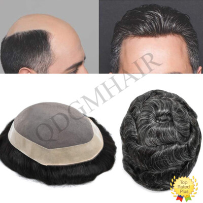 Fine Mono Mens Wigs Poly Toupee Hairpieces for Men Hair Systems Toupee ...