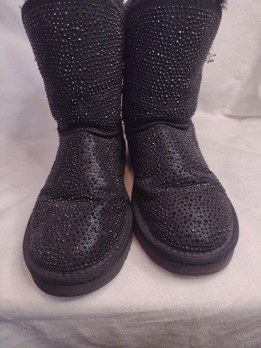 Women's Black Gemstone Sparkle Boots Booties Fur - INC Size 6M 6 | eBay