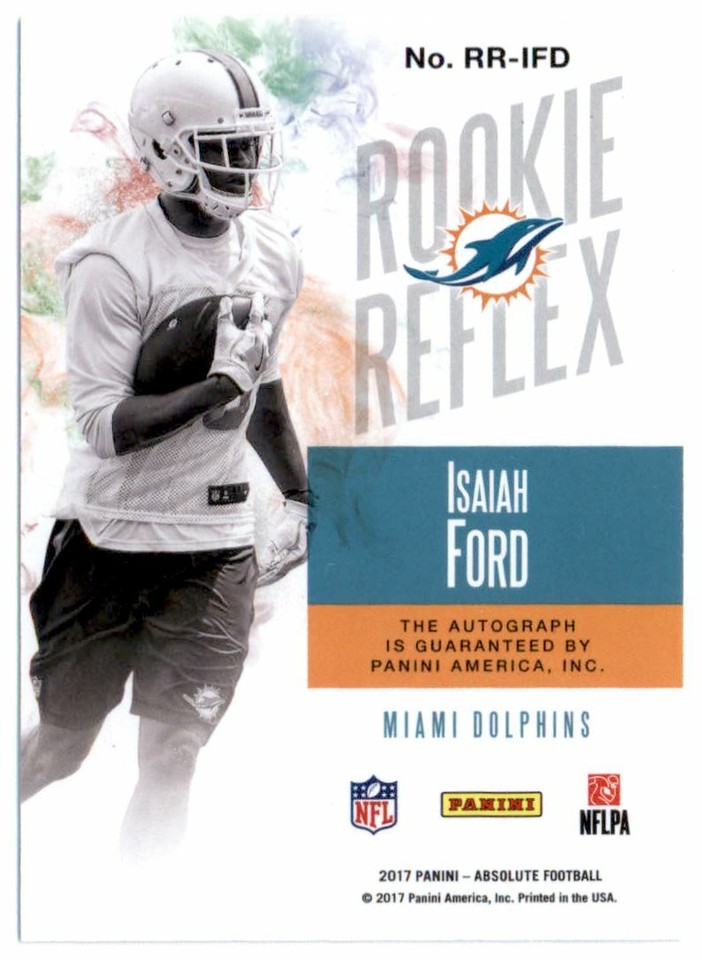 2017 Panini Absolute Rookie Reflex Signatures Blue Isaiah Ford Auto /25 ...
