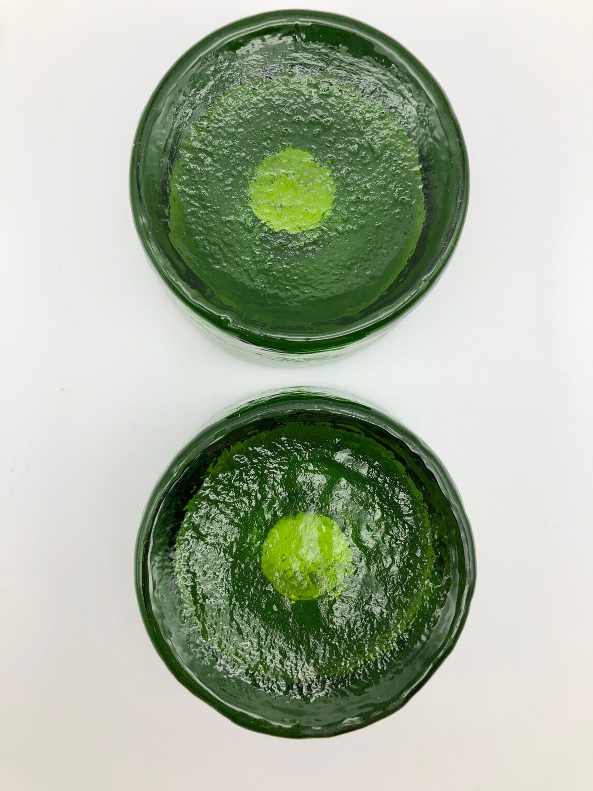 Blenko Recycled Glass Taper Candle Holders Green Puck Shape Set of 2 | eBay