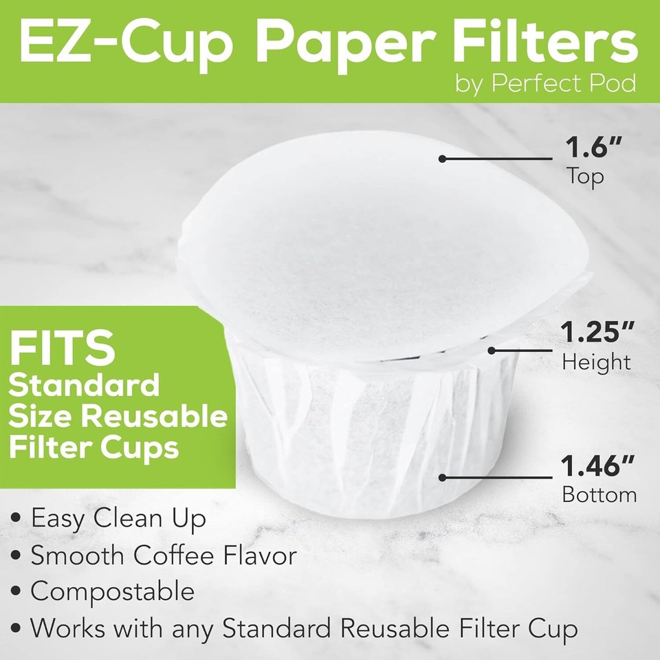 Perfect Pod EZ-Cup Disposable Paper Filters with Patented Lid Design ...