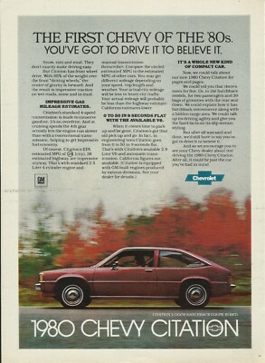 1980 Chevy Citation Red Hatchback Coupe Chevrolet vintage print ad ...