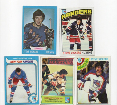 STEVE VICKERS 1973/74 76/77 78/79 79/80 TOPPS NEW YORK RANGERS 5X LOT ...