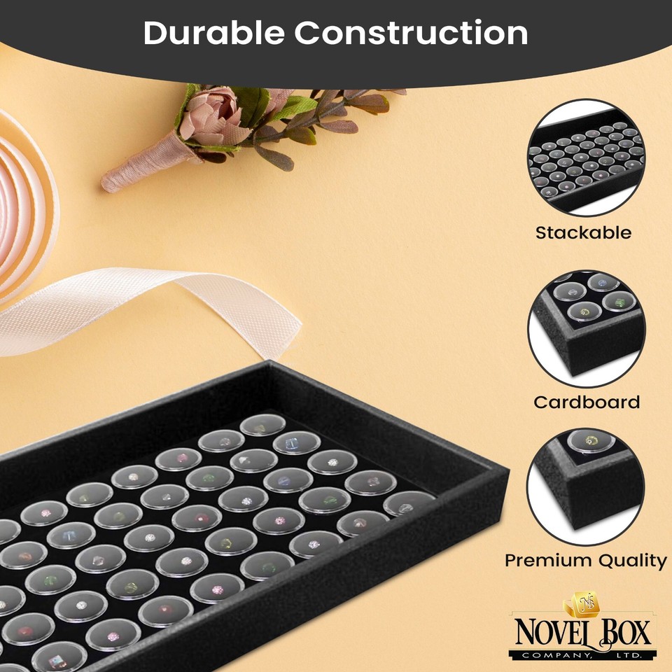 Novel Box Jewelry Stackable Black Plastic Utility Tray With Gem Jar Insert | eBay